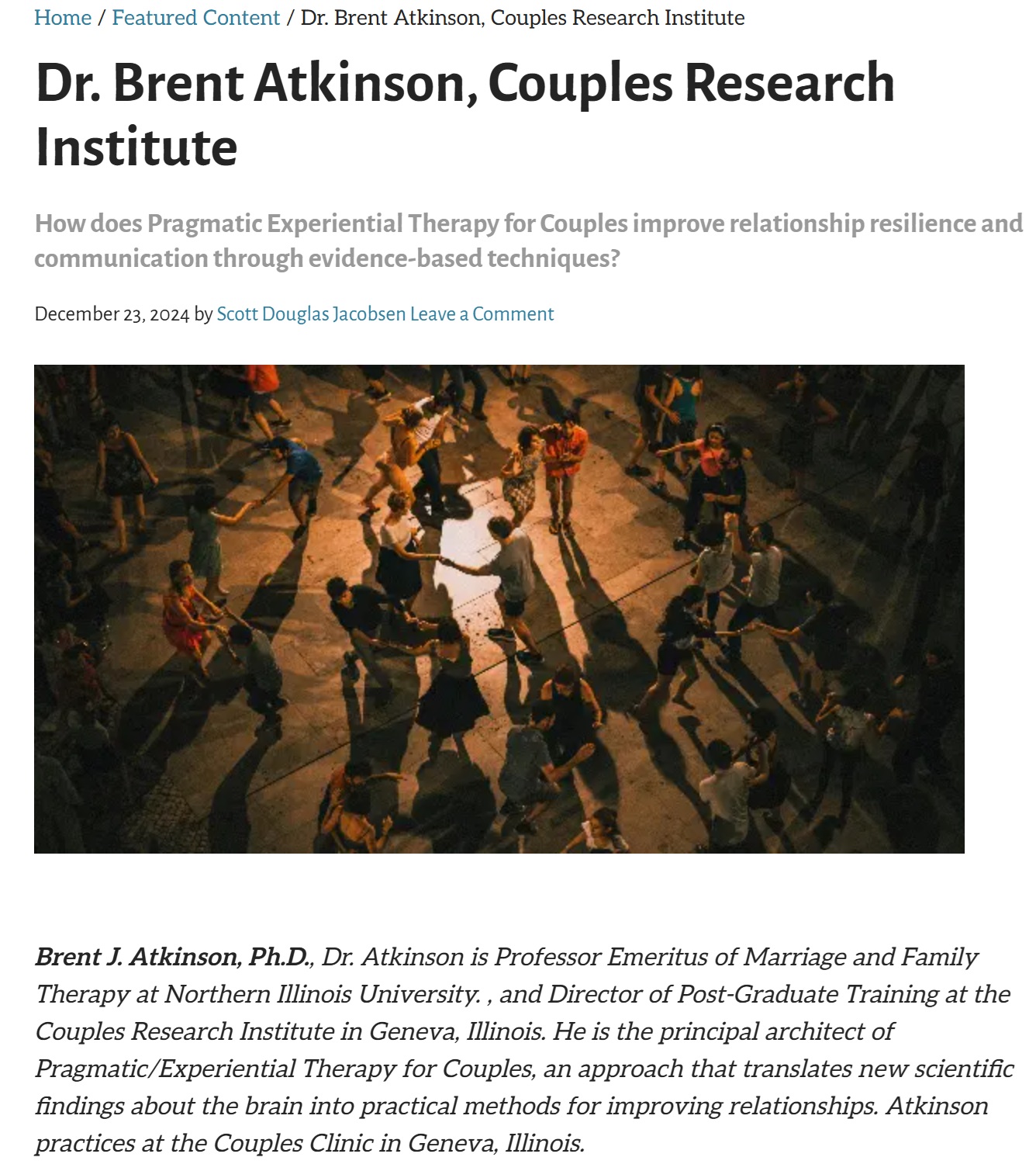 Read Dr. Atkinson's Interview in The Good Men Project - The Couples Clinic